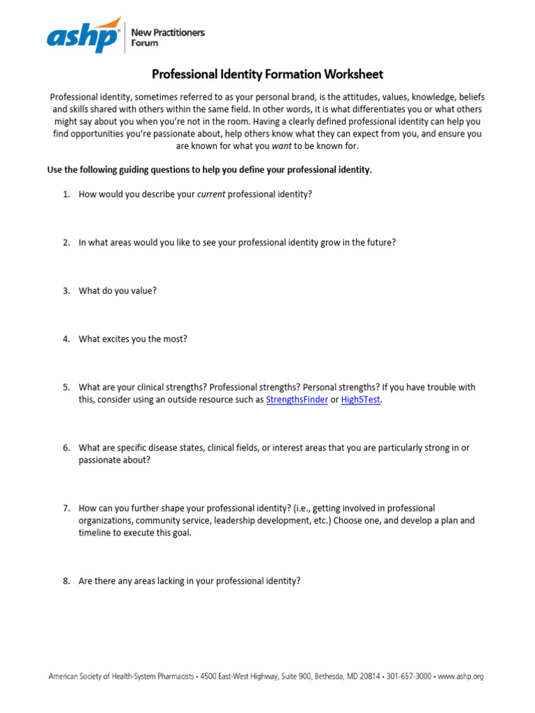 Professional Identity Formation Guide | PDF | Identity (Social Science ...