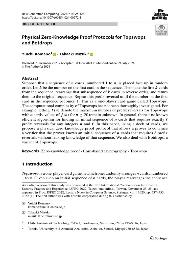 Physical Zero-Knowledge Proof | PDF | Permutation | Mathematics