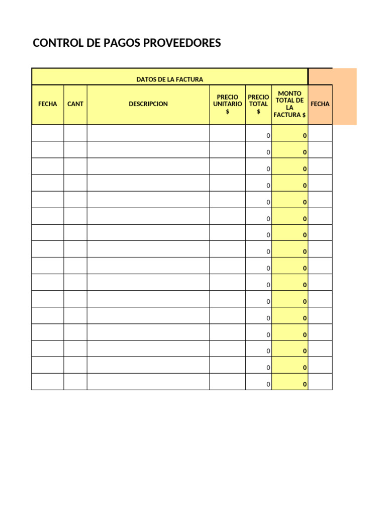 Cuadro Control de Pagos | PDF