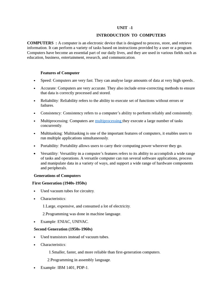 UNIT-1 computer programming | PDF | Computer Data Storage | Random Access Memory