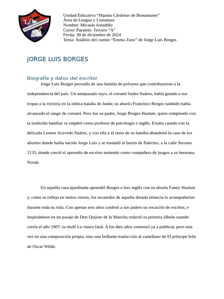 Analisis Del Cuento Emma | PDF