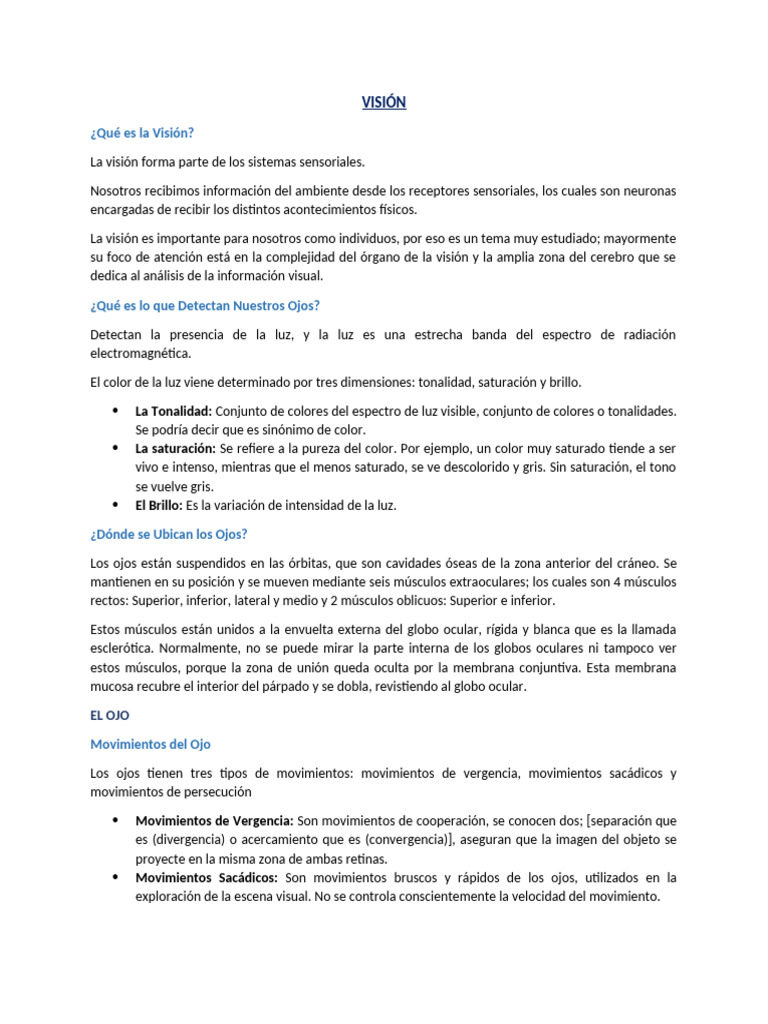 Anatomía y Función de la Visión | PDF | Percepción visual | Ojo humano