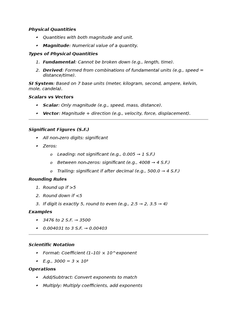 PHYSICS REVISION SHEET SA1 | PDF | Euclidean Vector | Velocity