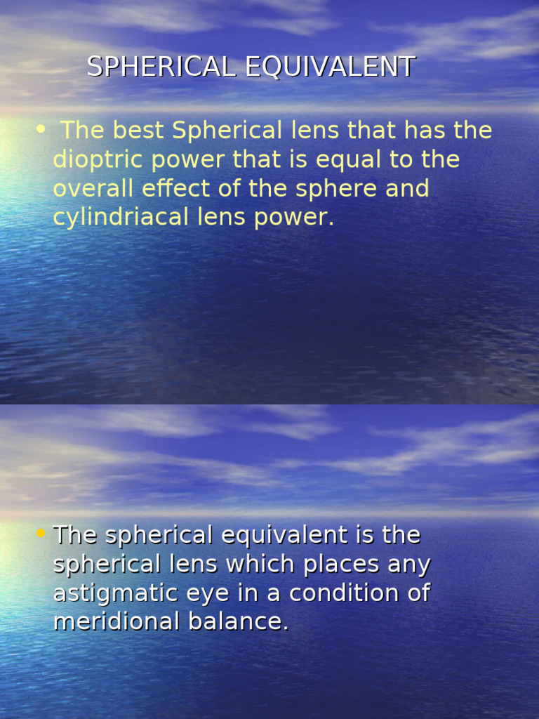 Spherical Equivalent Calculation Guide | PDF