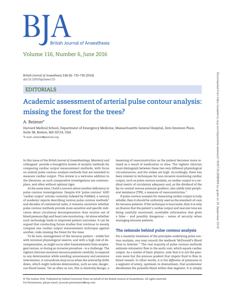 Reisner 2016 - Academic Assessment of Arterial Pulse Contour Analysis ...