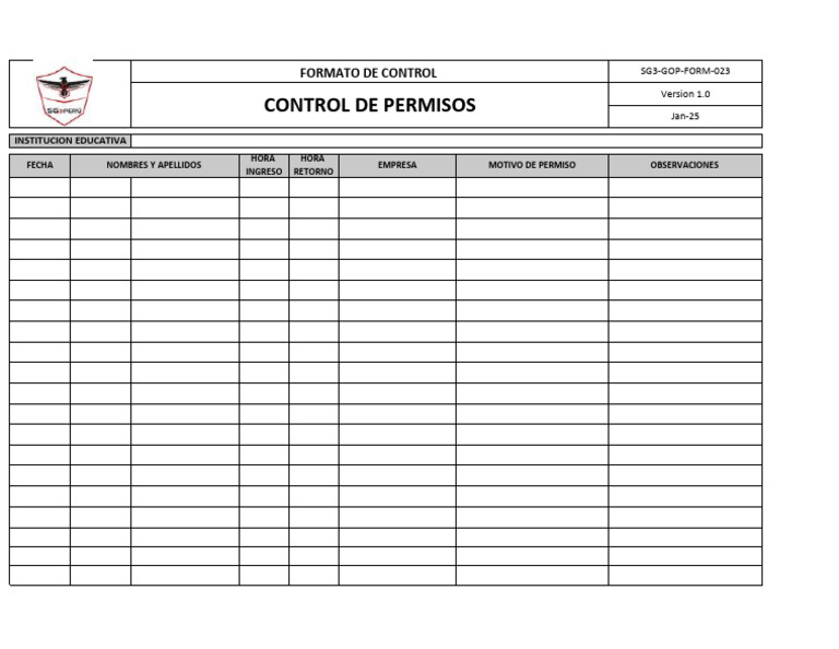 Formato de Control de Permisos Contratistas SG3 | PDF