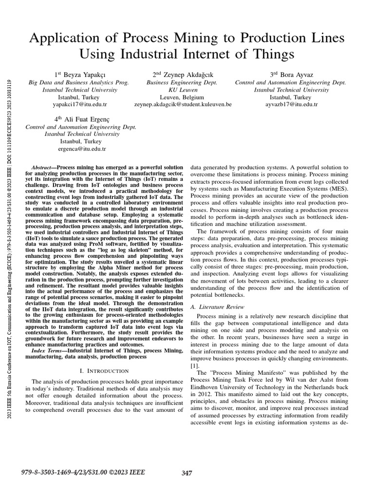 Process Mining in IIoT Production Lines | PDF | Internet Of Things | Data