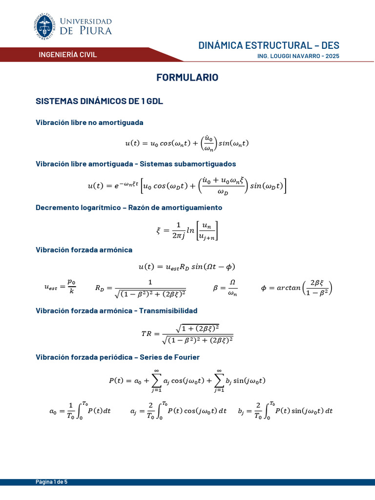 Formulario Des | PDF | Análisis | Dinámica (Mecánica)