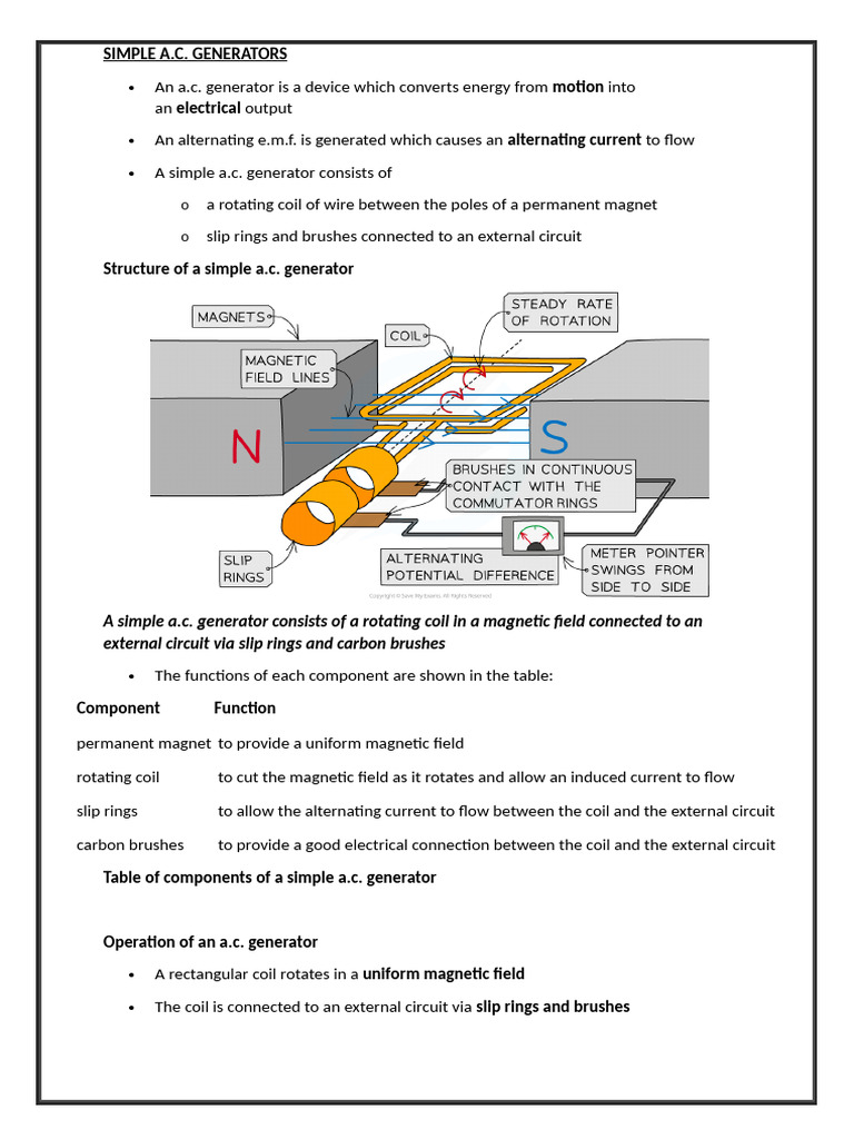 Working of An A.C. Generator | PDF | Electric Generator | Inductor