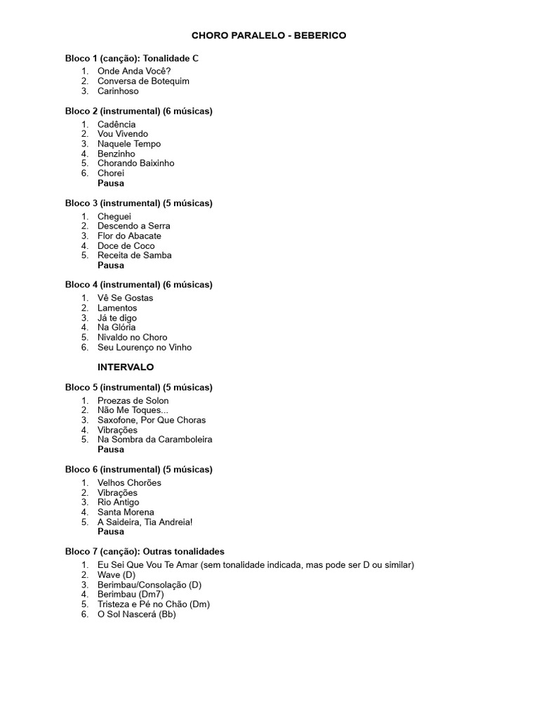 Choro Paralelo - Beberico | PDF