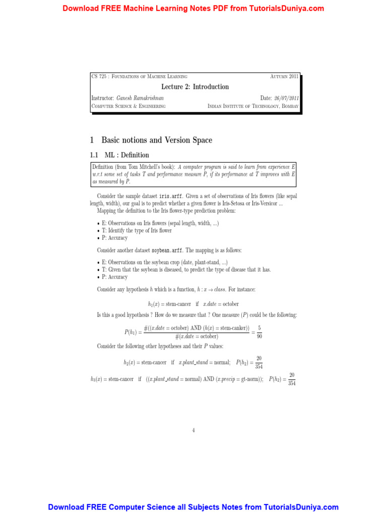 Machine Learning Notes by IIT Bombay | PDF | Probability Distribution ...