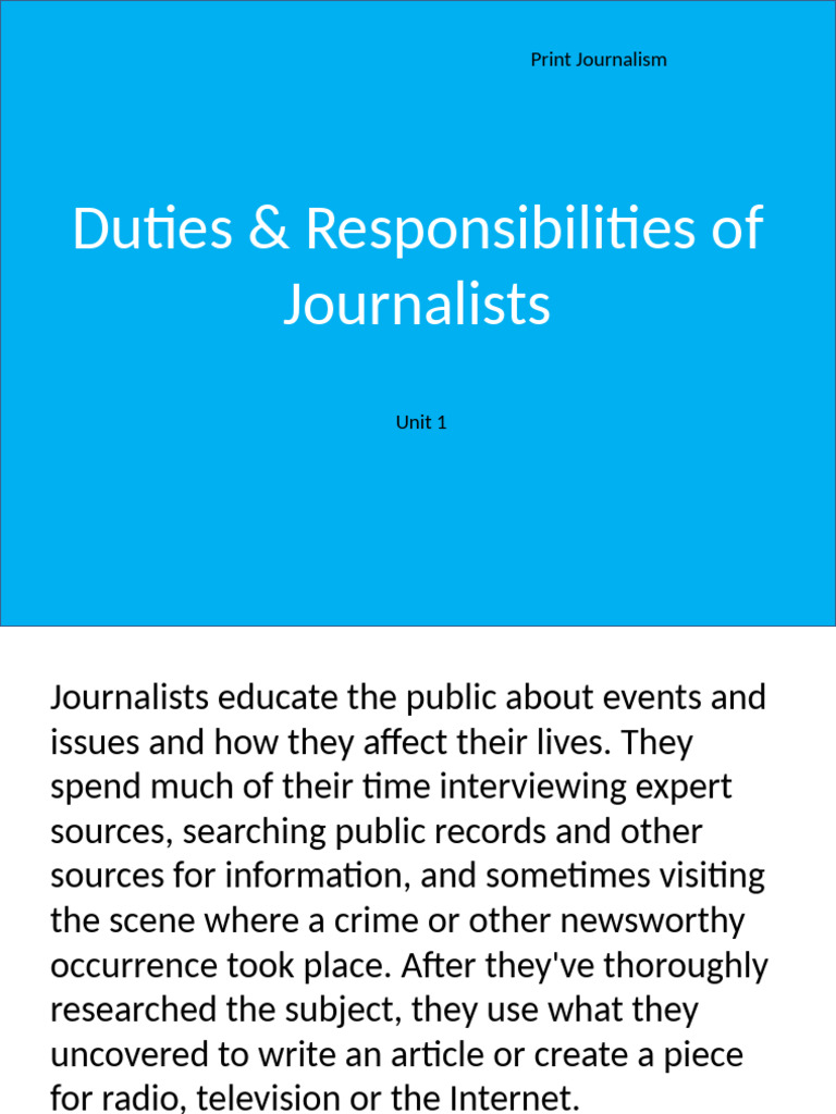 Journalist Duties and Responsibilities | PDF | Defamation | Justice