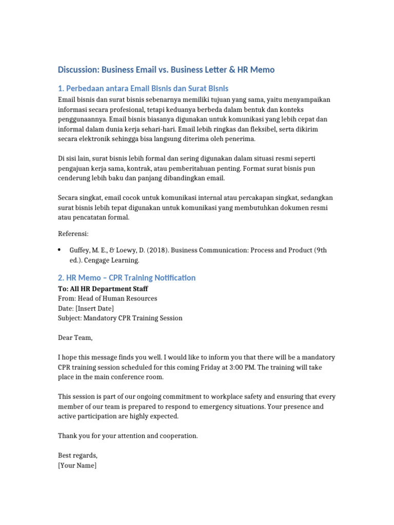 Business_Email_vs_Letter_and_HR_Memo | PDF