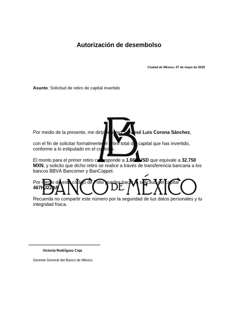 Autorización de Desembolso | PDF