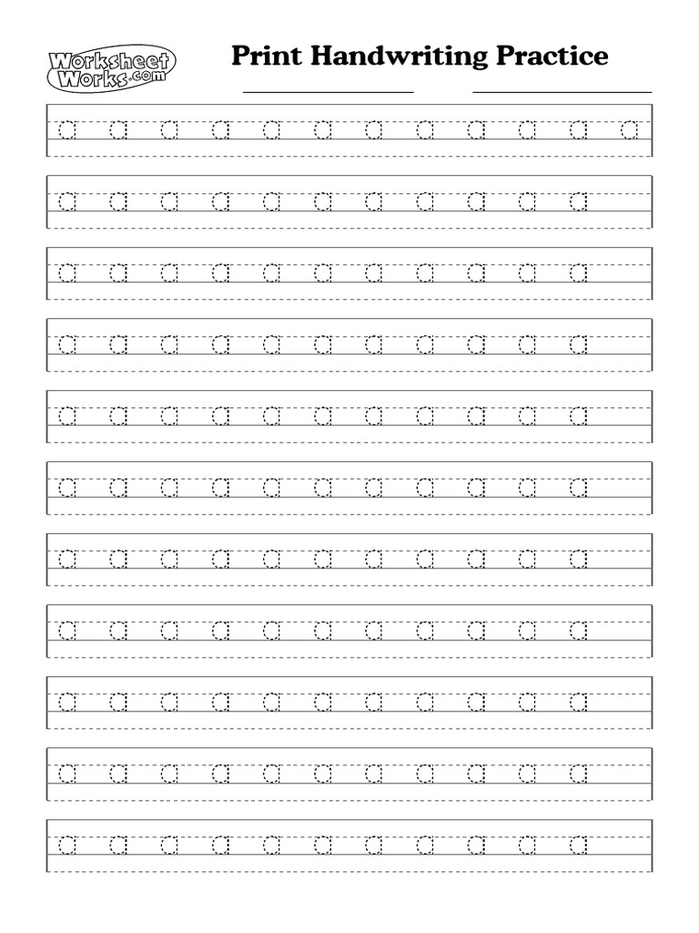 WorksheetWorks Print Handwriting Practice Aa | PDF