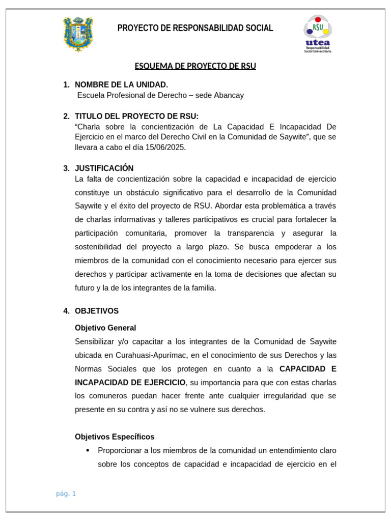 Modelo de Proyecto de Responsabilidad Social | PDF | Psicología Social | Filosofía Aplicada