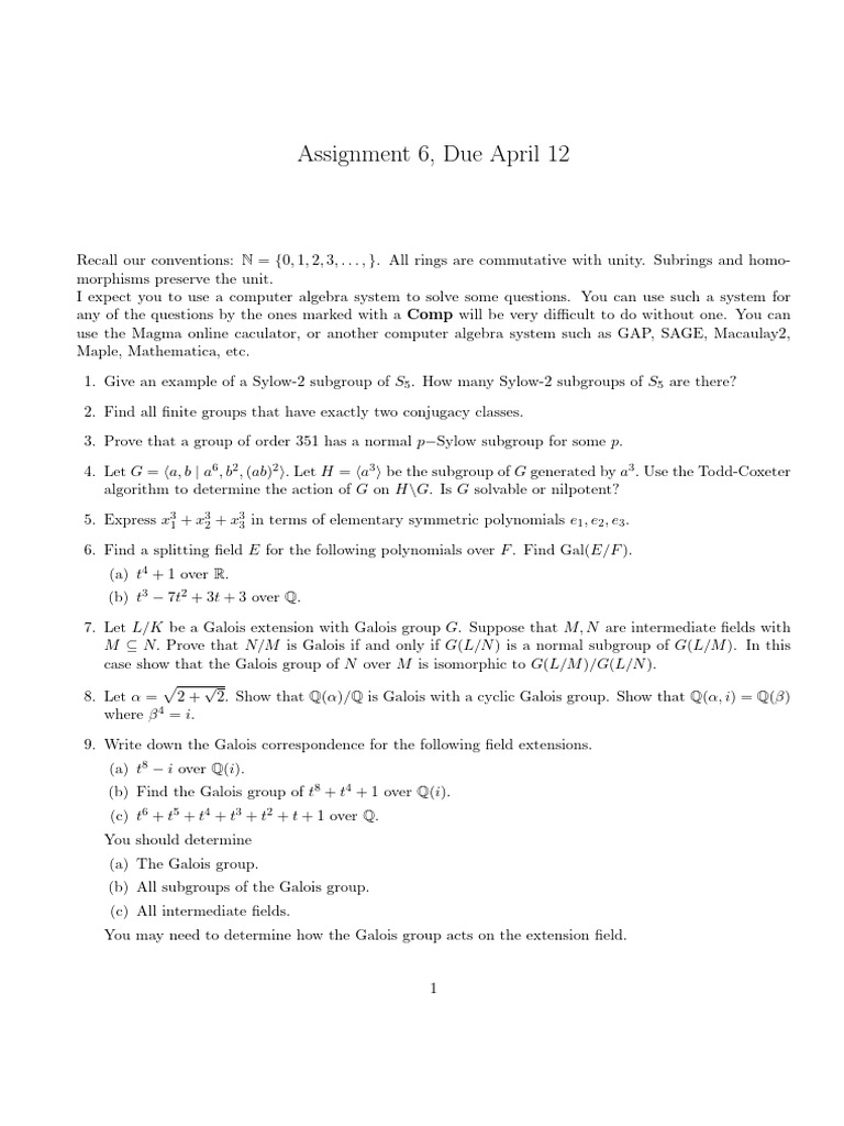 Assgn 6 | PDF | Field (Mathematics) | Mathematical Structures
