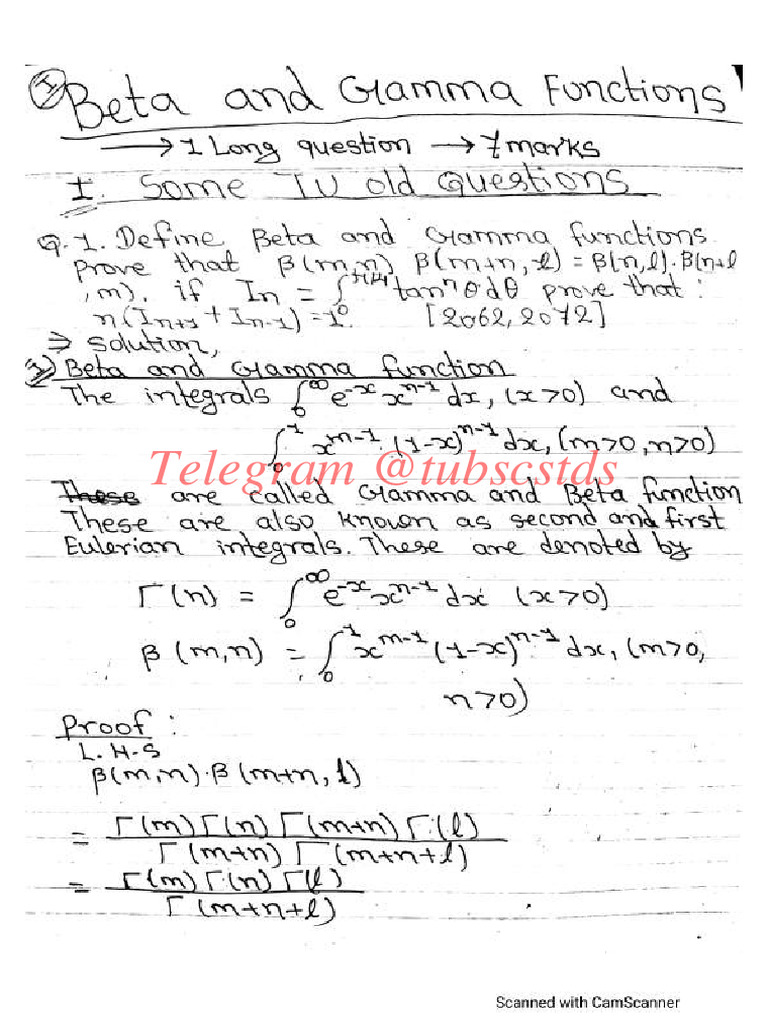 Beta and Gamma Function | PDF