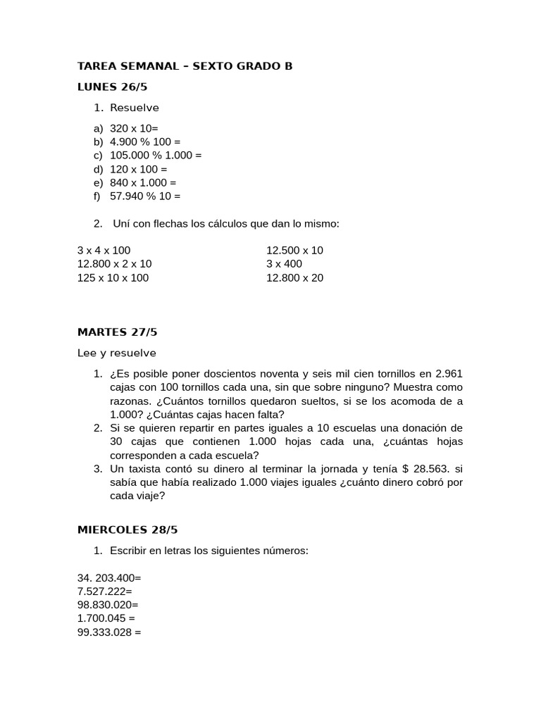Tarea Semanal 6to | PDF