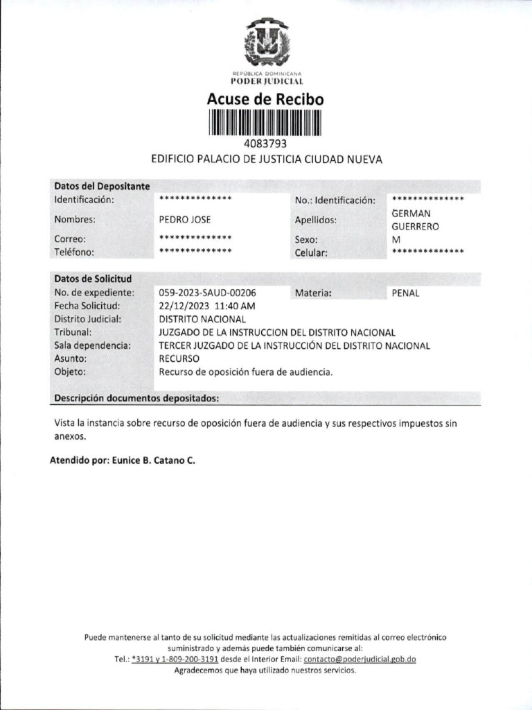 Acuse de Recibo: Edificio Palacio de Justicia Ciudad Nueva | PDF | Separación de poderes | Ley ...