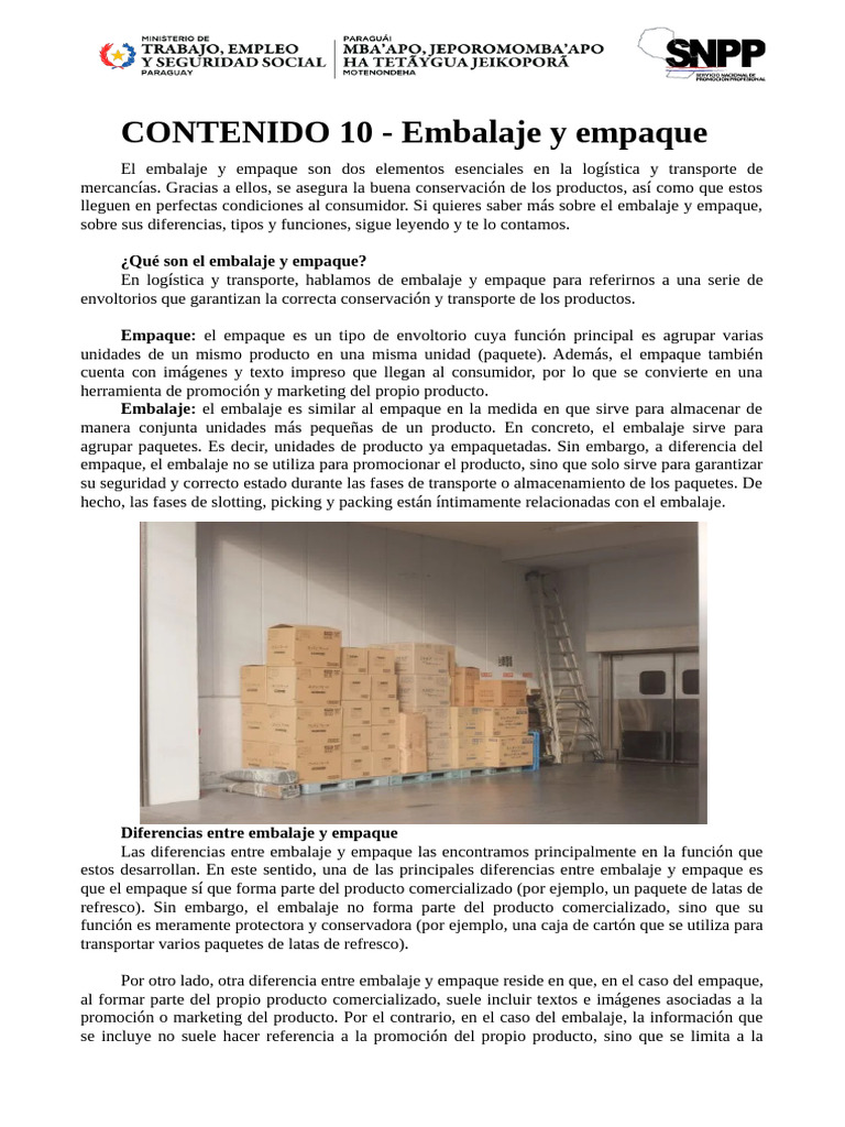 Contenido 10 Embalaje Y Empaque Pdf