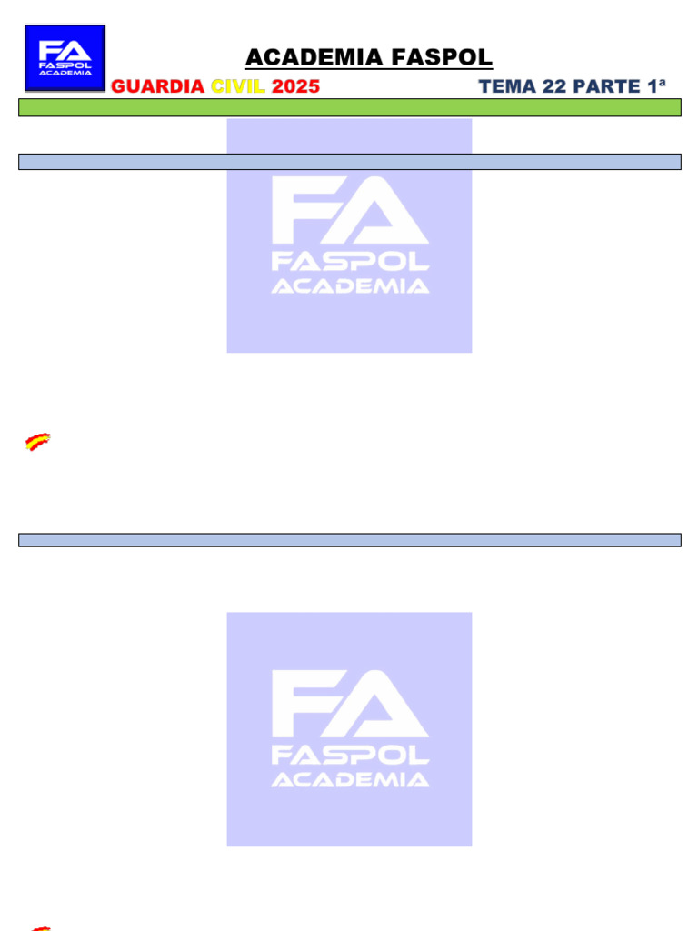 Faspol. Esquema Tema 22 Parte 1 Guardia Civil 2025 | PDF | Armas de ...