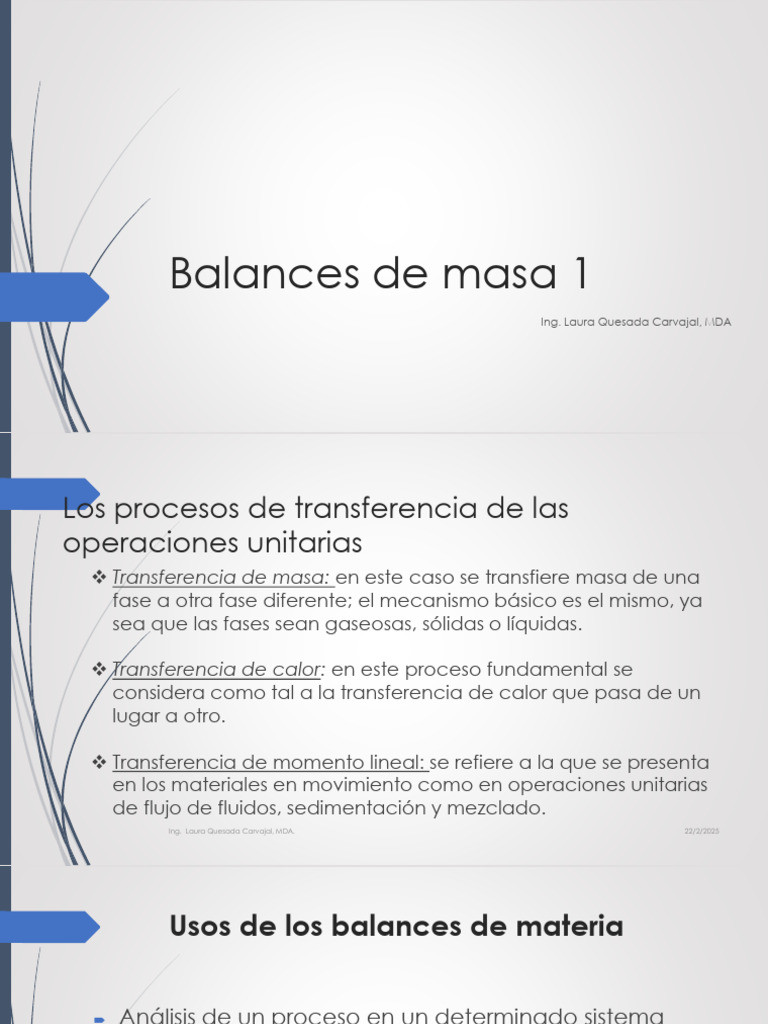 Balances de Masa 1 | PDF | Masa | Calor