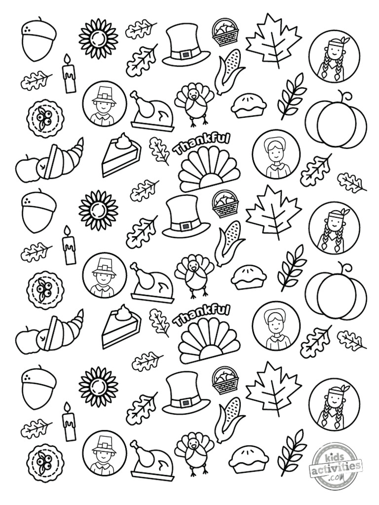 Thanksgiving Doodles Coloring Pages | PDF