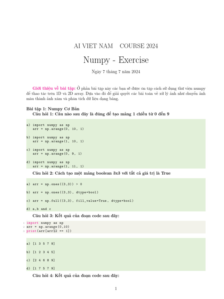 (Description) Numpy | PDF