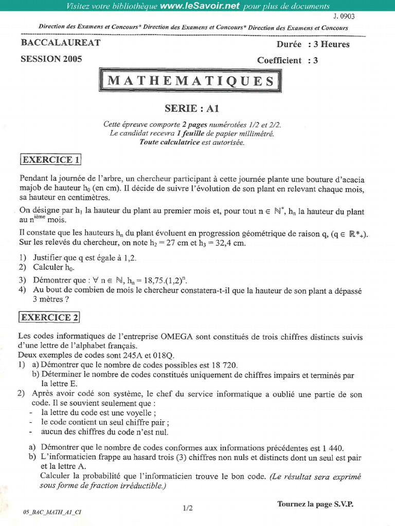 05 Bac Math A1 Ci | PDF