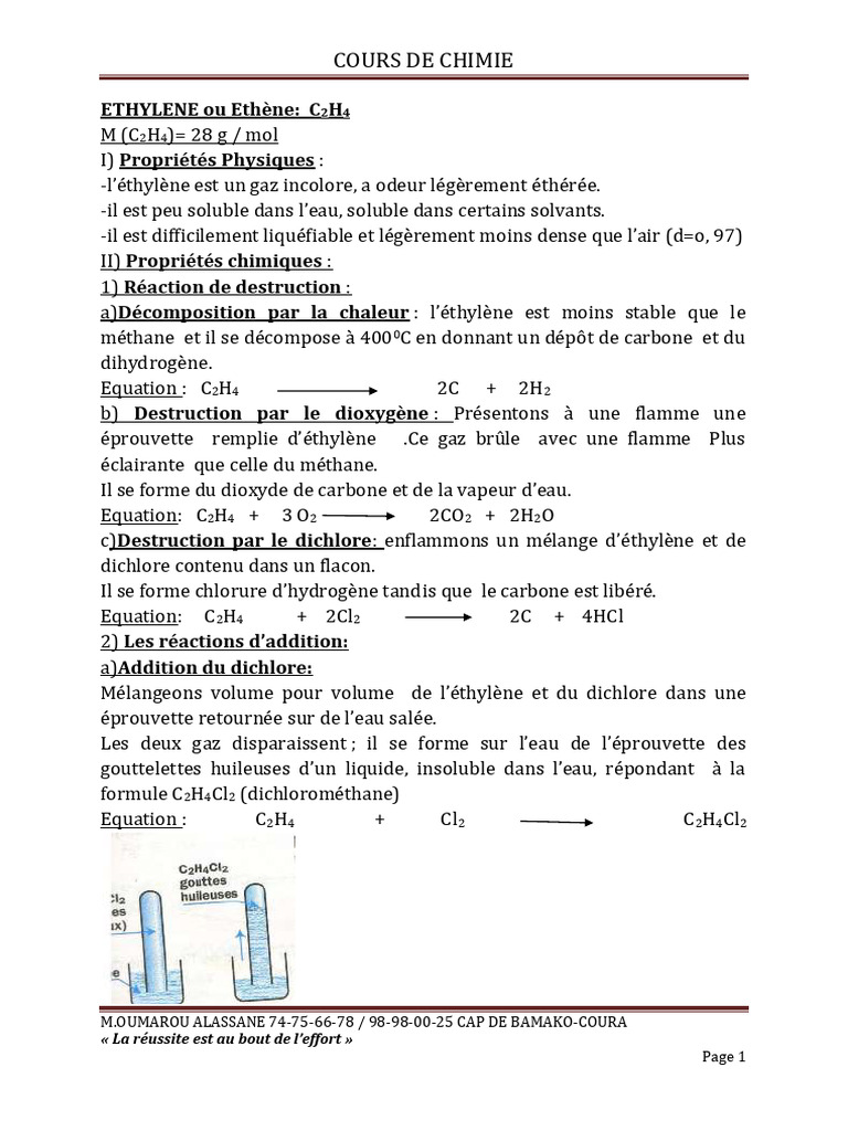 Propriétés et Réactions de l'Éthylène | PDF | Éthanol | Alcène