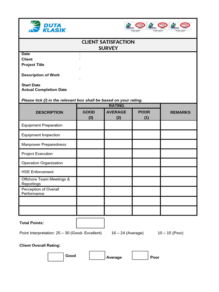 Client Satisfaction Survey Template | PDF