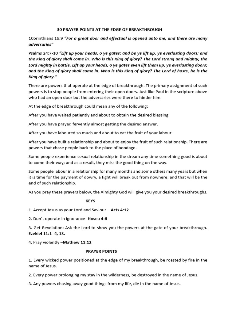 Breakthrough Prayer Points Guide | PDF | Glory (Religion) | Religious ...