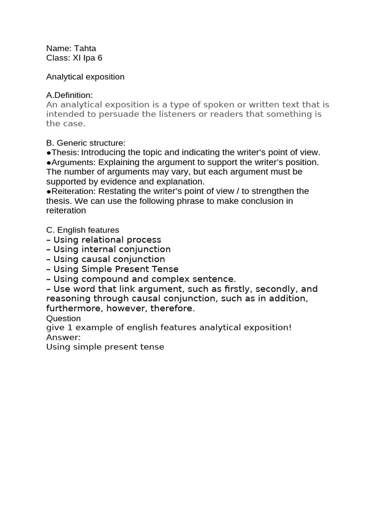 Understanding Analytical Exposition | PDF