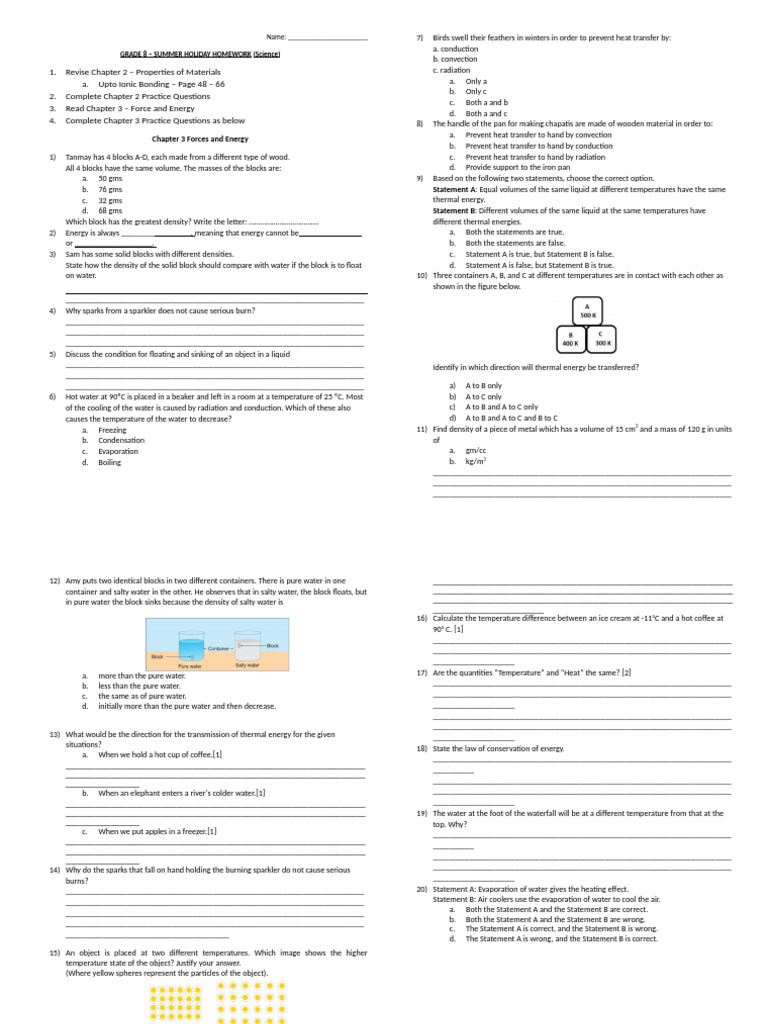 Physics Chapt 3 - Check Your Progress | PDF | Water | Heat Transfer