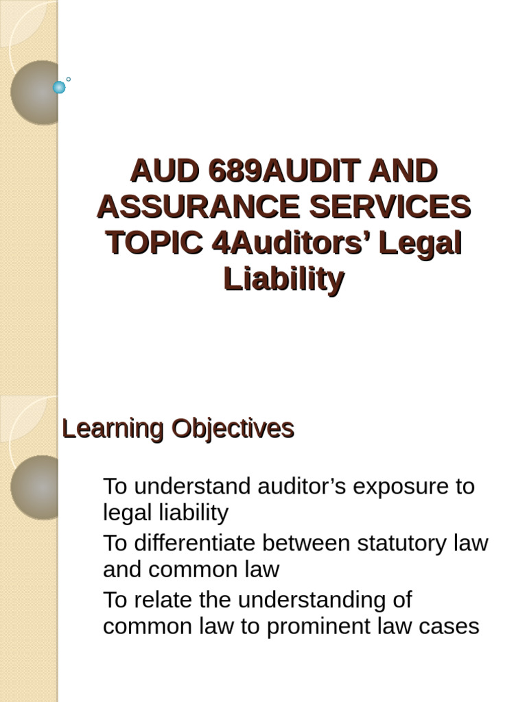 Auditors' Legal Liability Explained | PDF | Negligence | Audit