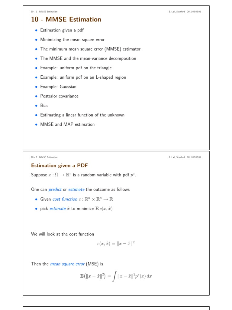 Mmse Estimation 2011 02 02 01 2up | PDF | Mean Squared Error ...