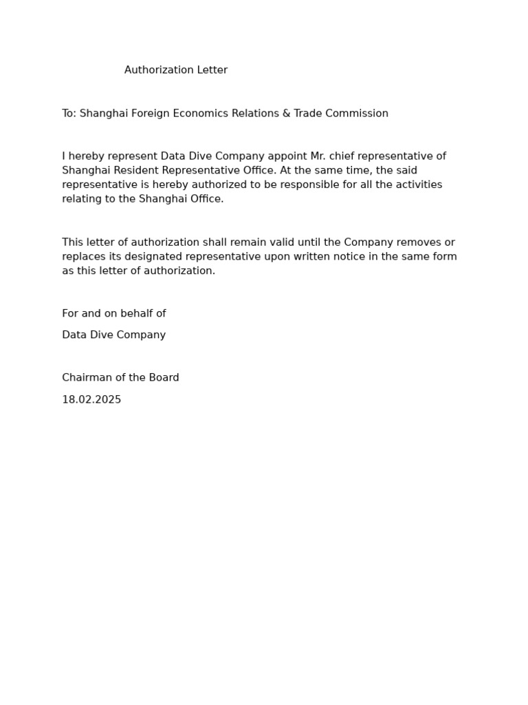 Company Rep Authorization | PDF