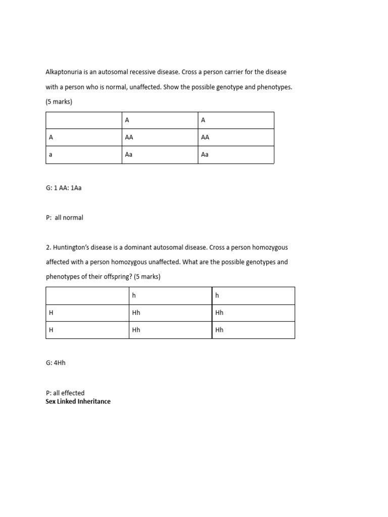 Autosomal and Sex Linked Traits | PDF
