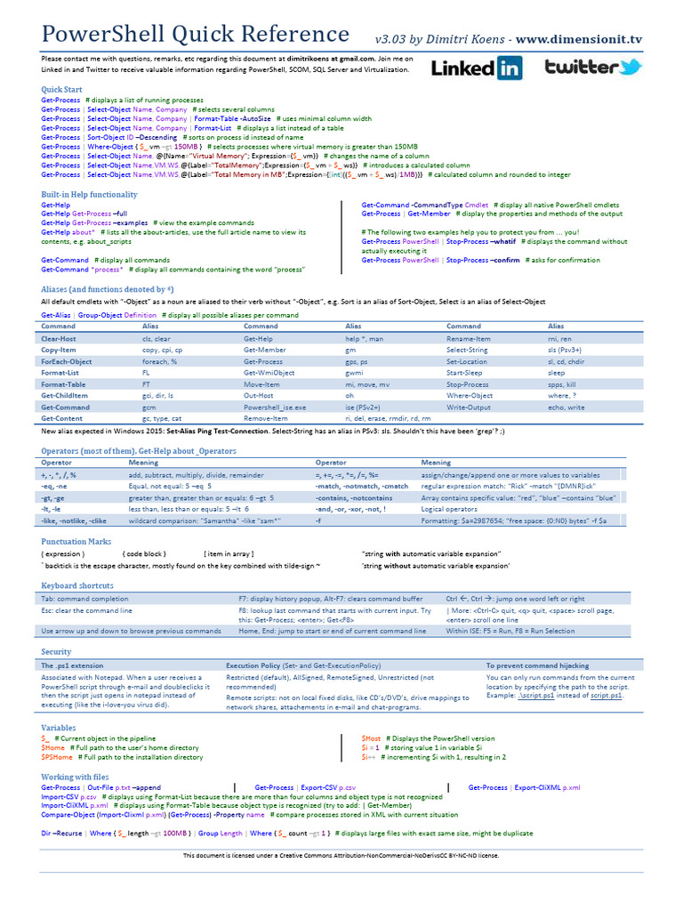 PowerShell Quick Reference Dimension IT v3.03 | PDF | Active Directory ...
