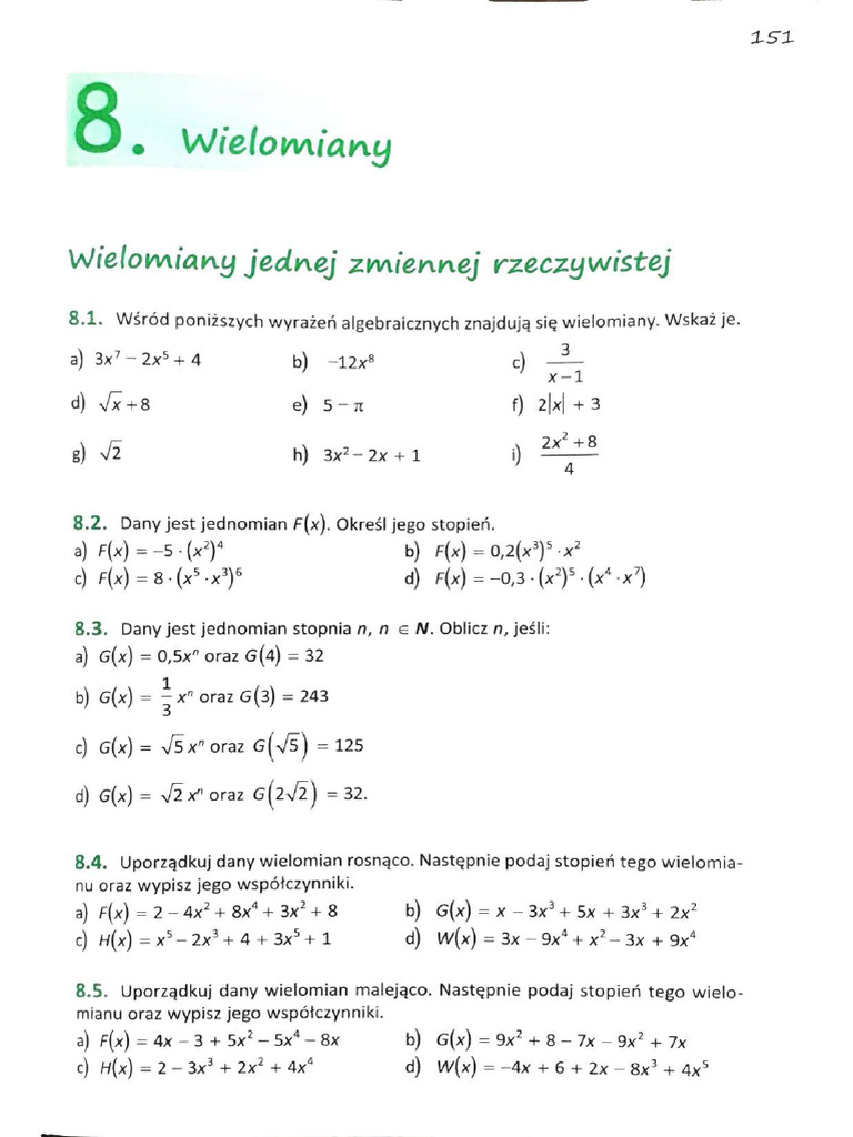 Wielomiany Zadania | PDF