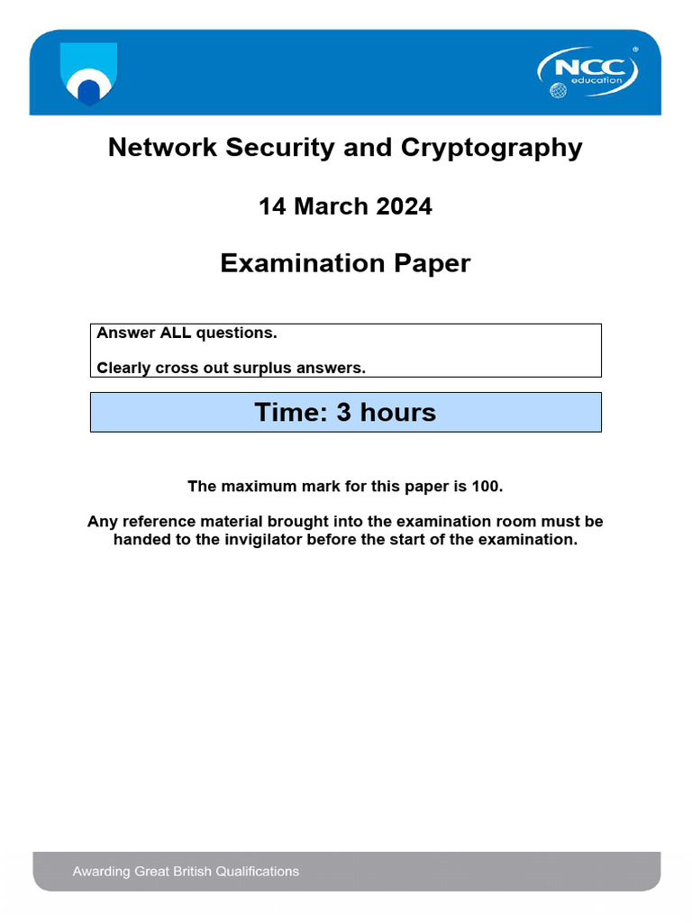 NSC Scheme Examination Paper | PDF | Encryption | Virtual Private Network