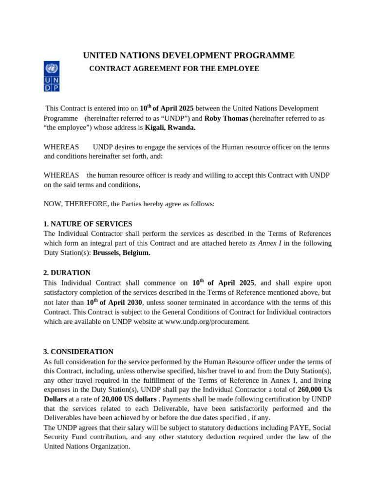 FINAL Contract1 | PDF | Per Diem | Salary