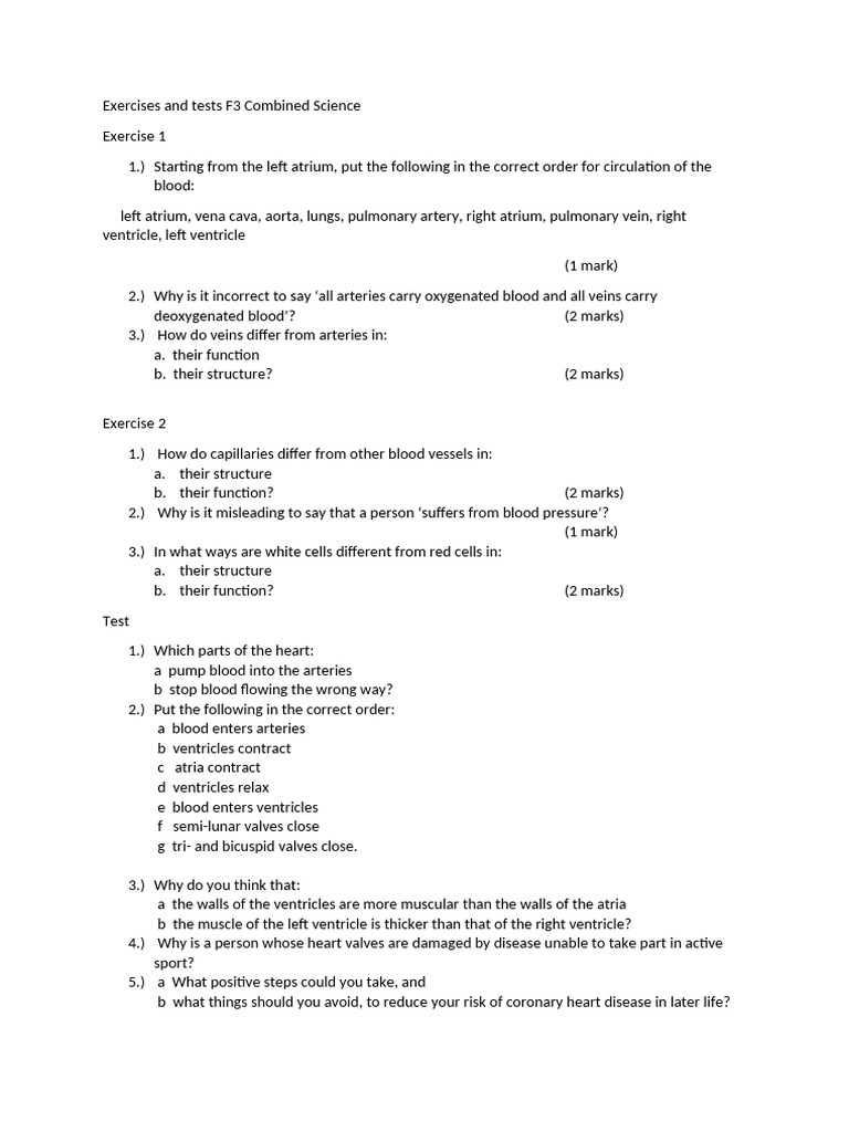 Exercises and Tests F3 Combined Science | PDF