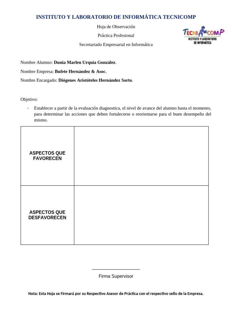 Hoja de Observación | PDF