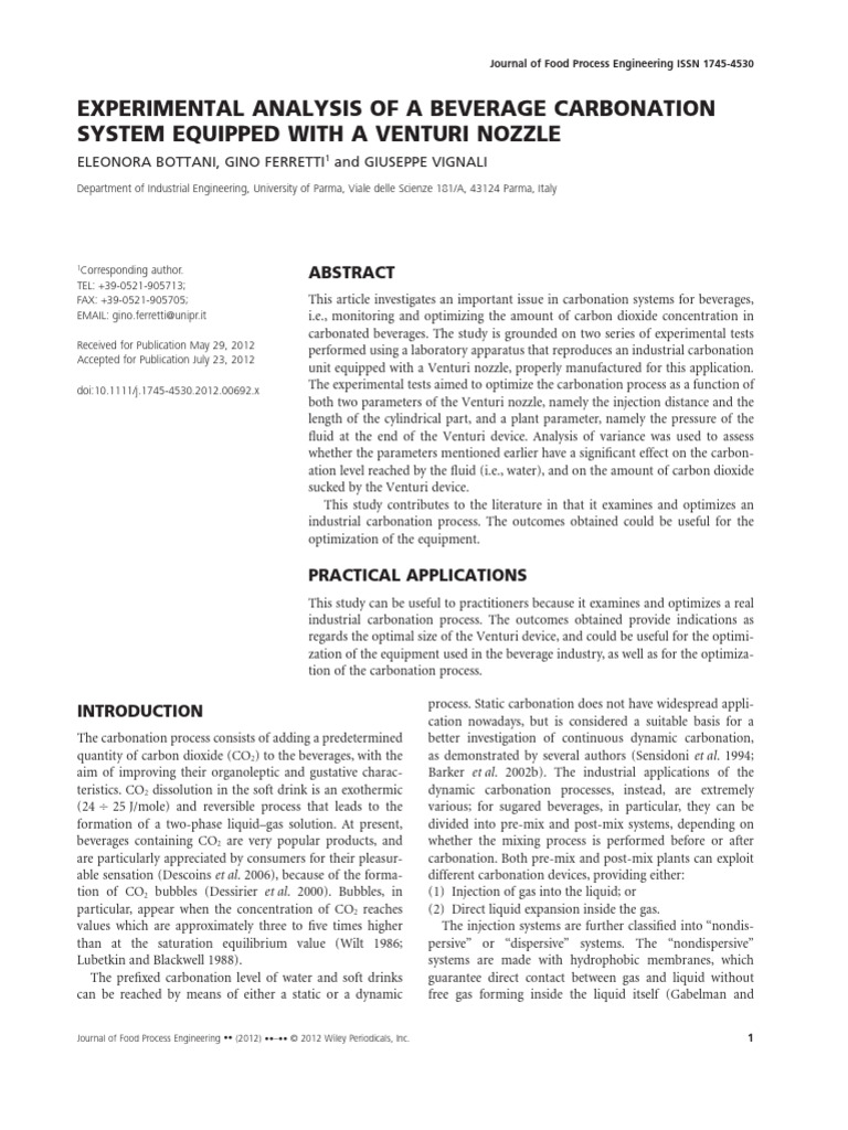 Experimental Analysis of A Beverage Carbonation | PDF | Carbon Dioxide | Liquids