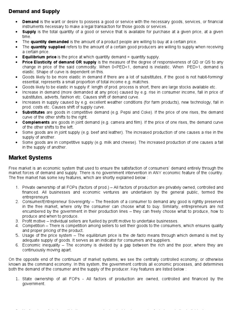 Economics Cheat Sheet | PDF | Demand | Taxes