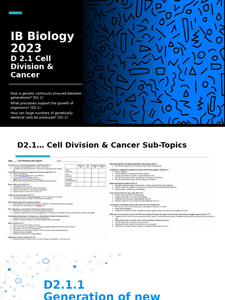 D2.1... Cell Division and Cancer-ppt-UPDATED | PDF | Mitosis | Chromosome