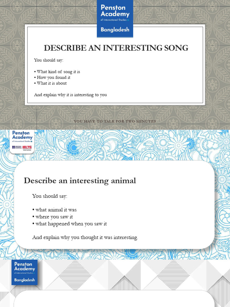 Speaking Cues for Descriptive Topics | PDF