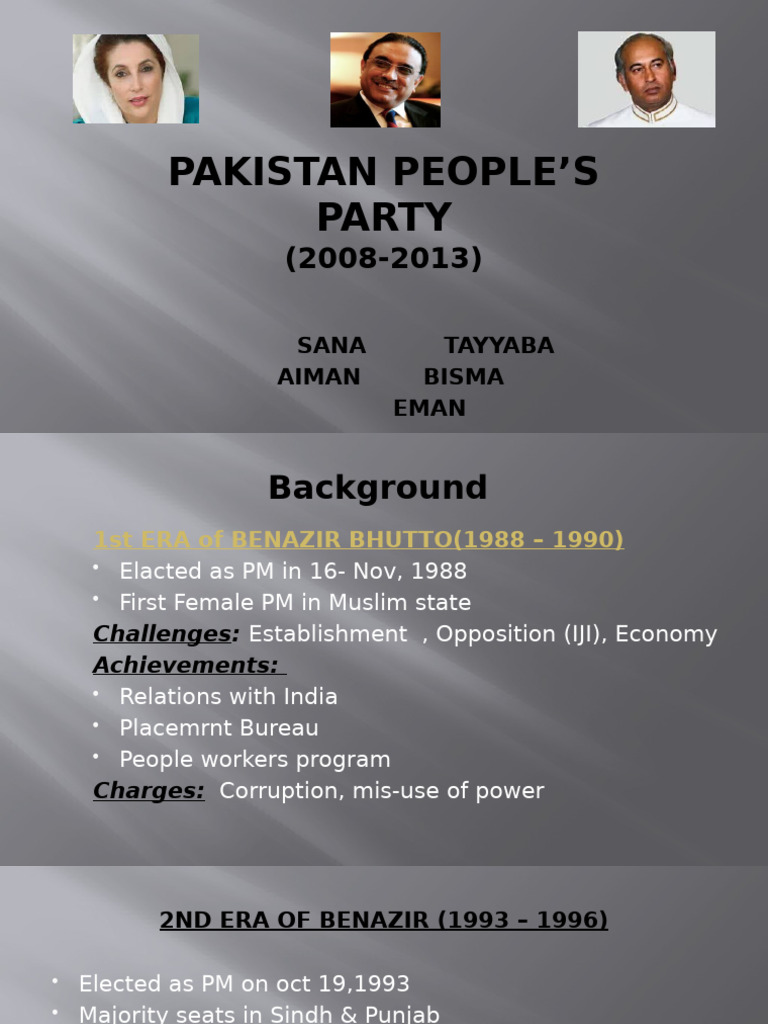 Pakistan People's Party (2008-2013) Overview | PDF | Benazir Bhutto ...